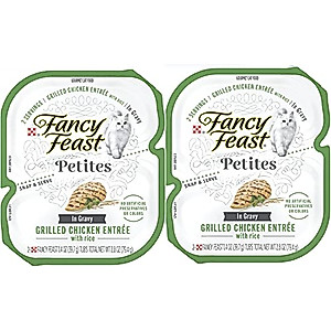 Fancy Feast Petites Wet Cat Food Variety Pack (24 Servings/12 Pack/6 Flavors) Salmon, Chicken, Whitefish, Tuna, Salmon, Grilled Chicken with Rice with LarasBundle Sticker