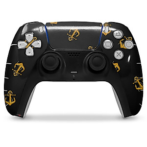 WraptorSkinz Skin Wrap compatible with Sony PS5 DualSense Controller Anchors Away Black (CONTROLLER NOT INCLUDED)