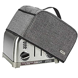 HOMEST Toaster Dust Cover with Pockets Compatible with Cuisinart 4 Slice Toaster, Can Hold Jam Spreader Knife & Toaster Tongs, Dust and Fingerprint Protection, Grey(Cover only)