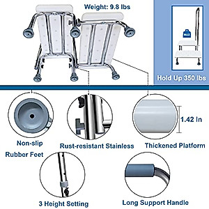 Aliseniors Step Stool with Handle and Non-Skid Platform, Heavy Duty 2 Steps Medical Foot Stool for Adult, Seniors, Handicap Holds up to 350 lbs