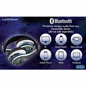 Disney Pixar Lightyear Kids Bluetooth Headphones, Wireless Headphones with Microphone Includes Aux Cord, Volume Reduced Kids Foldable Headphones for School, Home, or Travel
