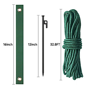 DasTior 3 Pcs Heavy Duty Steel Tree Stake Kit, Tree Supports for Leaning Tree Protection with 3 PCS 11.8" Steel Tree Stakes, 3 PCS 15.8" Tree Straps，32.8 FT Rope