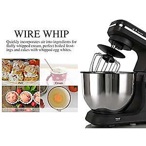 MURENKING Stand Mixer 5.3-Quart 500W,6+P Speed Tilt-Head Kitchen Electric Food Mixers Home Baking Dough Machine with Stainless Steel Bowl,Dough Hooks, Whisk, Beater, Pouring Shield (Black)