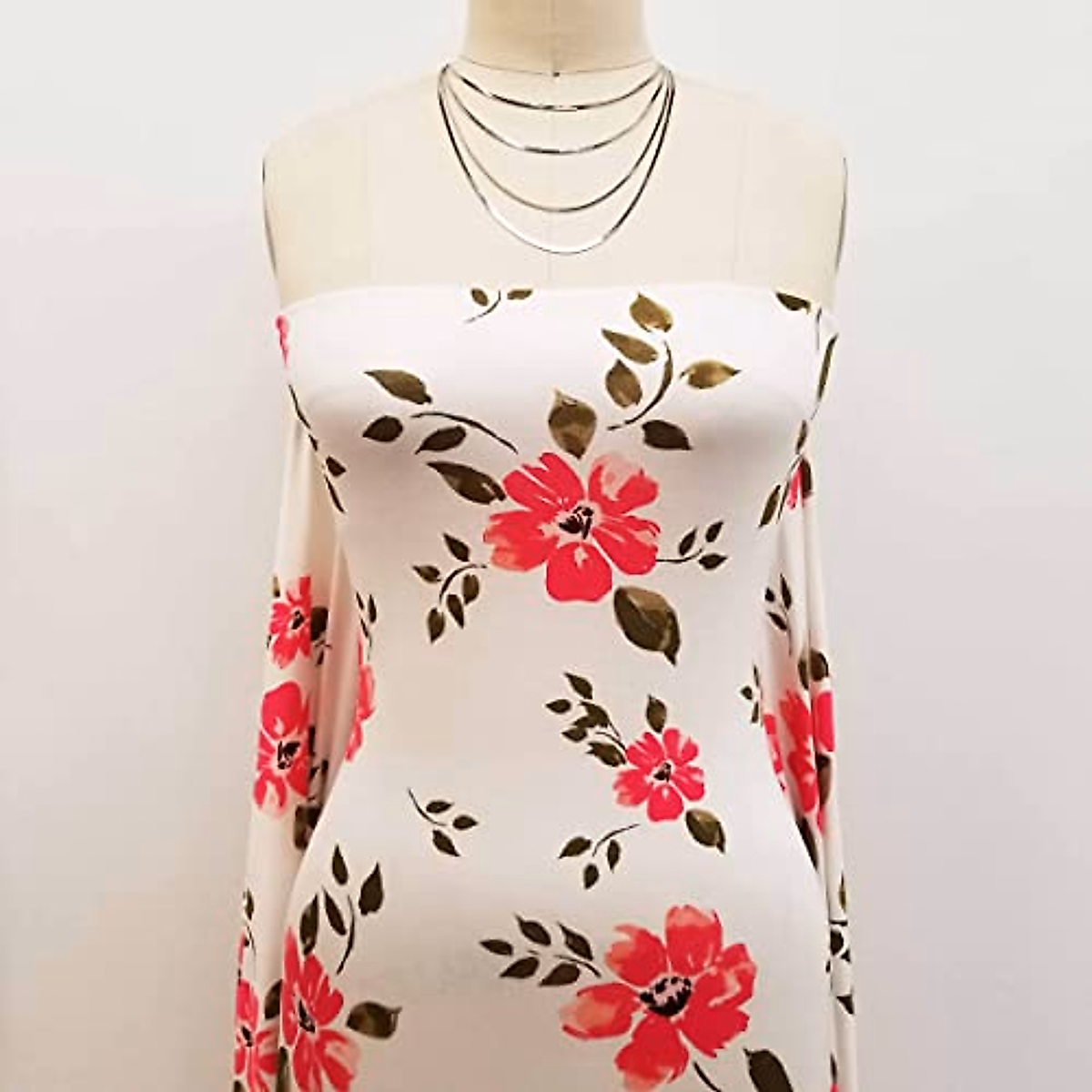 Texco Inc Floral Pattern Heavy Rayon Spandex Jersey Knit 4 Way Stretch/Medium Flowers Print/Maternity, Apparel, DIY Fabric, Off White Watermelon 10 Yards