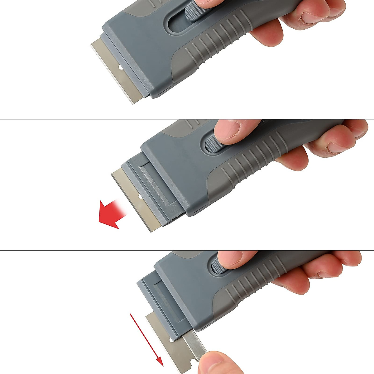 EHDIS Ceramic Scraper Car Sticker Remover Glass Stove Top Razor Scraper Label,Glue,Paint,Adhesive Remover Tool + 10pcs Stainless Steel Razor Blades (Grey)