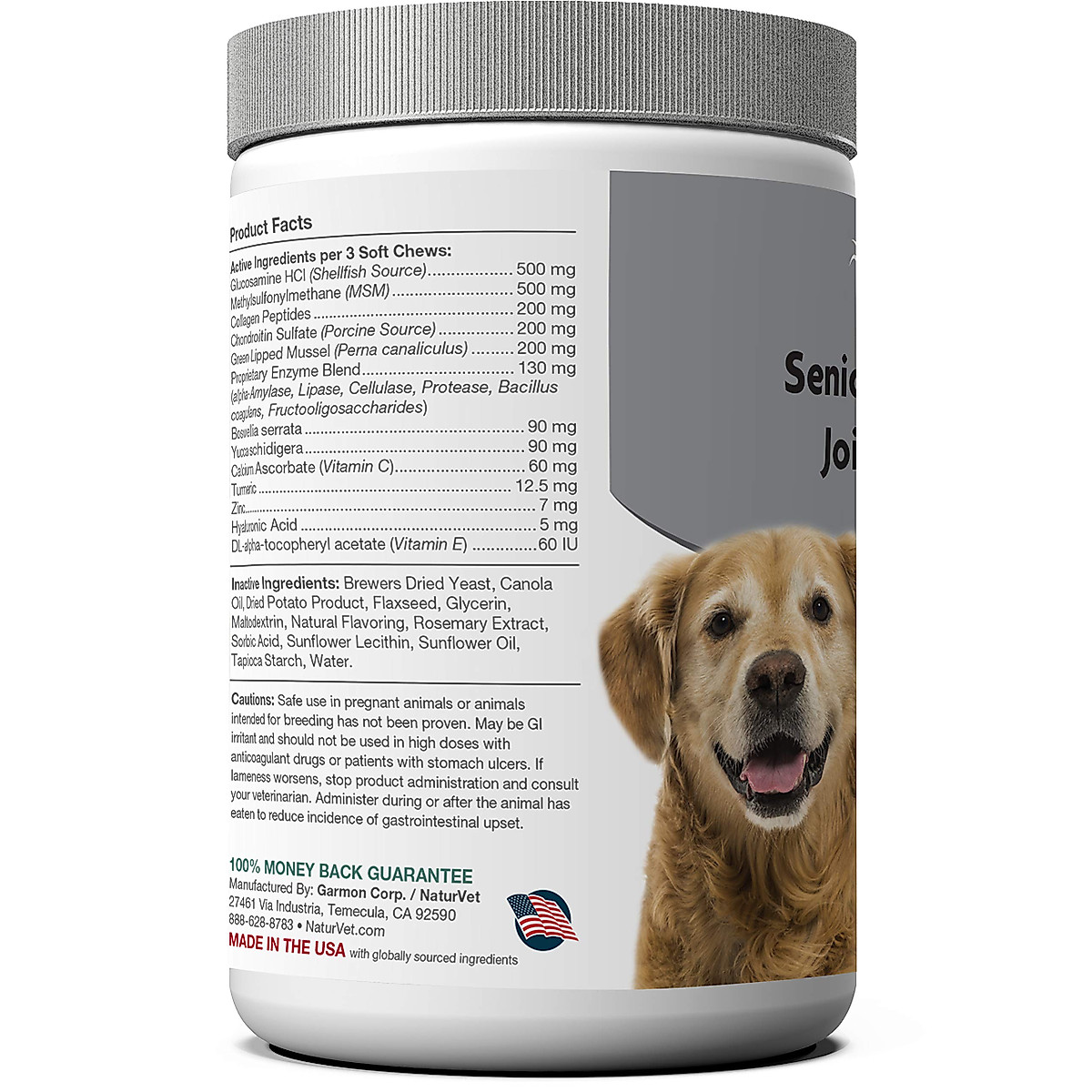 NaturVet Senior Advanced Joint Health Dog Supplement – Includes Glucosamine, MSM, Chondroitin, Collagen – Helps Supports Canine Joint Health Function – 120 Ct. Soft Chews