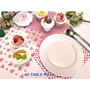 ZZJ 150pcs Valentine's Day Wax Paper, Food Picnic Paper, Greaseproof Paper,Waterproof Dry Hamburger Paper Liners Wrapping Tissue for Plastic Food Basket (Rose Heart Stripe)