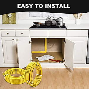 100FT 1/2" CSST Gas Line 1/2in Natural Flexible Gas Line with 2 Male Adapter Fittings, CSST Corrugated Stainless Steel Gas Tubing Pipe Kit for Stove Dryer Heater Gas Propane (100FT)