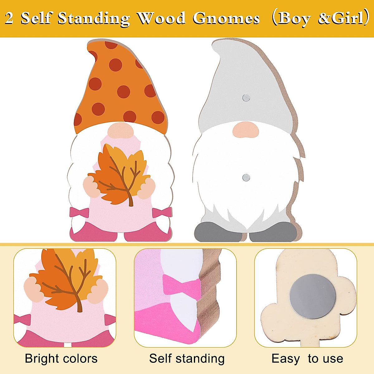 30 Pieces Holiday Interchangeable Easter Wooden Gnome Decor DIY Saint Patrick Seasonal Tiered Tray Decoration with Magnet Swappable Detachable Hats Changeable Welcome Sign for Home