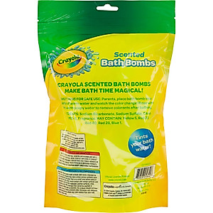 Crayola Colorful Scented Bath Bombs for Kids, Color You Bath Non-Toxic Bathbomb Fizzies for Boys Girls Holiday Stocking Stuffer, Grape Jam, Laser Lemon, Cotton Candy, & Bubble Gum Scents