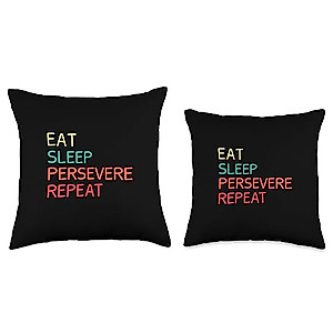 Eat Sleep Persevere Repeat Merch Persevere Throw Pillow, 16x16, Multicolor