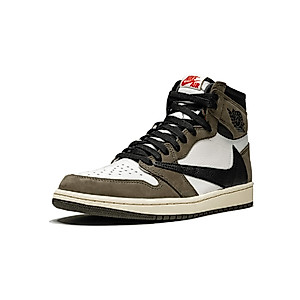 Nike Men's Air Jordan 1 High OG Ts Sp Travis Scott, Sail/Dark Mocha/University Red, 10.5