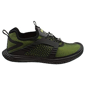 RUGGED SHARK Men's Water Shoes, Water-X Activewear Athletic Drainage Shoes with Bungee Lace Up, Sports Water Slip on Sneaker for Men Size 10, Green-Black