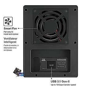 Mediasonic USB 3.2 4 Bay 3.5” SATA Hard Drive Enclosure DAS – USB 3.2 Gen 2 10Gbps Type C | USB-C (HF7-SU31C) Support 24TB HDD