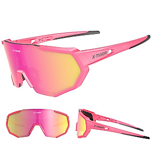 X-TIGER Polarized Sports Sunglasses with 3 Interchangeable Lenses,Mens Womens Cycling Glasses,Baseball Running Fishing Golf Driving Sunglasses