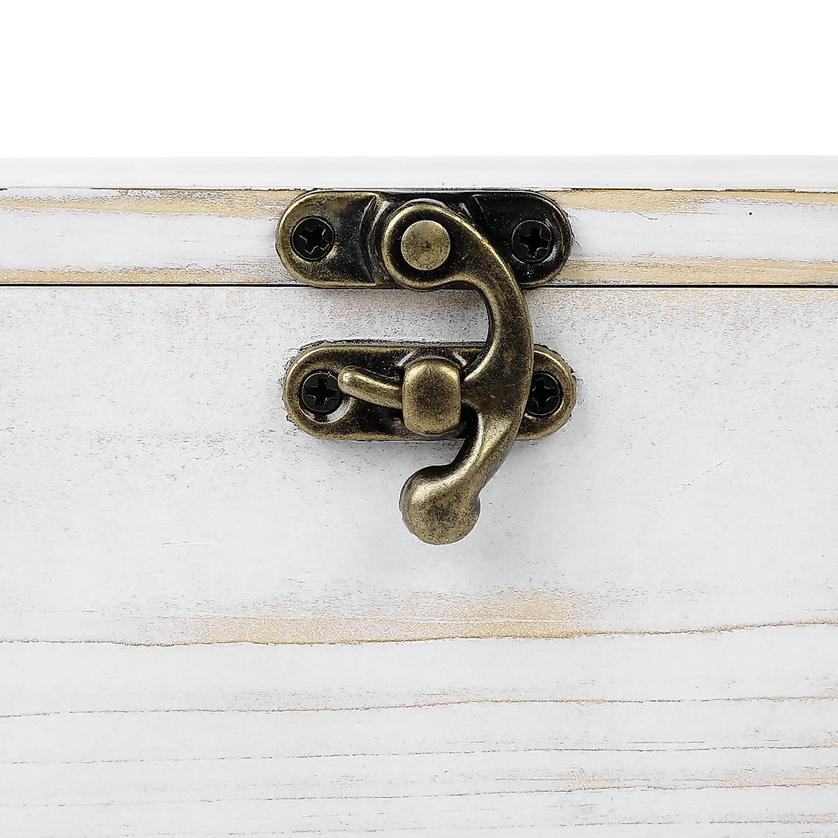 MyGift Rustic Whitewashed Wood Cutlery Tray Case with Acrylic Lid and Latch Lock, Buffet Table Utensils Flatware Server Caddy, Spoon and Fork Holder