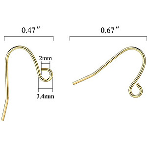 Alexcraft Gold Earring Hooks 200Pcs 14K Gold Plated Earring Hooks for Jewelry Making Hypoallergenic Gold Earring Findings for Jewelry Making Bulk Pack