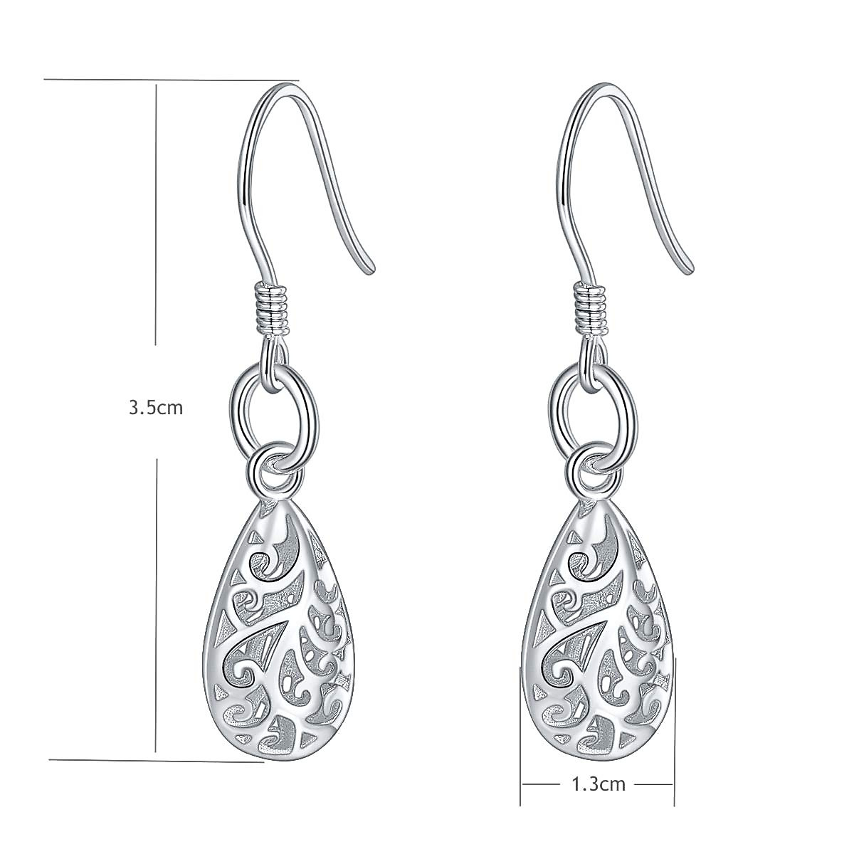 Wellme Sterling Silver Earrings, Filigree Hollowed Dangle Drop Earrings