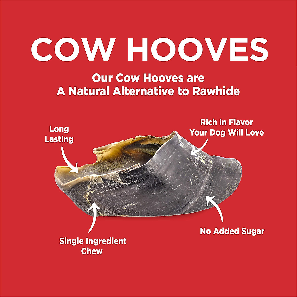 Barkworthies Natural Cow Hooves for Dogs (12 pk) – Single Ingredient Long Lasting Dog Chew – Grass Fed Free Range 100% Beef Cow Hoofs for Dogs – Promotes Dental Health