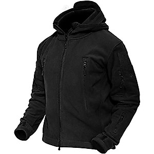 MAGCOMSEN Hoodies for Men Fleece Lined Tactical Jackets Mens Fleece Jackets Work Jacket Snow Jacket Outdoor Black L