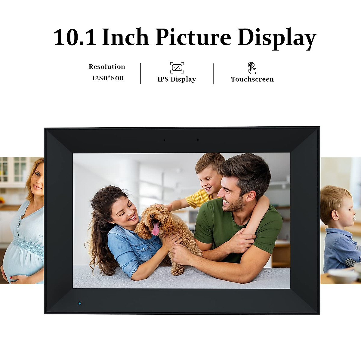 Digital Picture Frame 10.1 Inch Smart WiFi Digital Photo Frame IPS HD Touch Screen Video Call Photo Frame with 16GB Storage, Auto-Rotate, Easy Setup to Share Photos or Videos Remotely via AiMOR APP