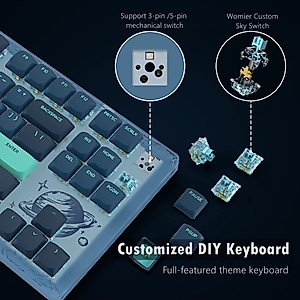 Womier K87 75% Keyboard, TKL Mechanical Keyboard, Hot Swappable Mechanical Gaming Keyboard, RGB 87 Keys Planet Theme Keyboard for Win/Mac/PC, Pro Driver/Software Supported (Linear Sky Switch)