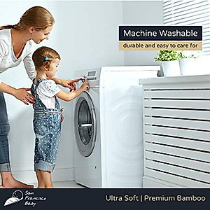 Ultra Soft Burp Cloths Unisex 5 Pack Bamboo and Cotton w/Pacifier Clip - Comfortable Fabric - Extra Absorbent Burping Bib for Spit-Ups and Spills - 19 x 9” Baby Burp Cloths/White and Gray