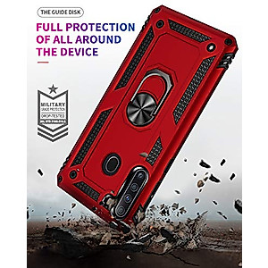 YZOK for Galaxy A21 Case, Samsung A21 Case, with HD Screen Protector, [Military Grade] Ring Car Mount Kickstand Hybrid Hard PC Soft TPU Shockproof Protective Case for Samsung Galaxy A21 (Red)