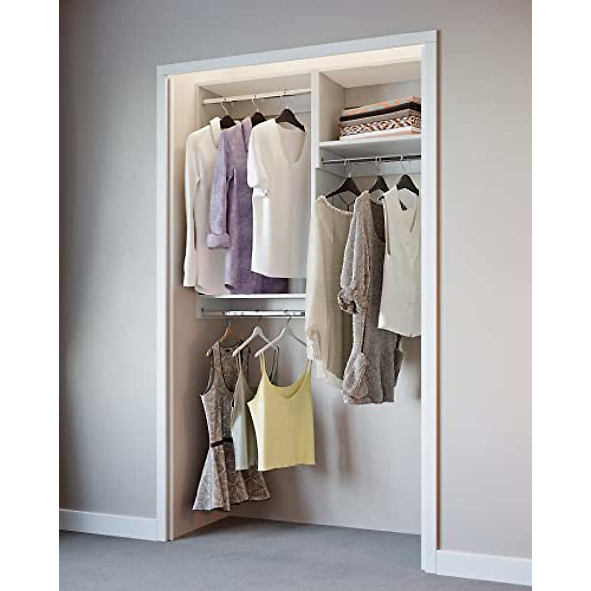 Closet Kit with Hanging Rods - Corner Closet System - Closet Shelves - Closet Organizers and Storage Shelves (White, 48 inches Wide) Closet Shelving