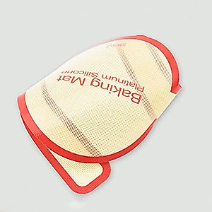 2 Pcs Silicone Baking Mat with Long Handle Reusable Baking Bread Pad for Dutch Oven Glass Fiber Bread Baking Sheet for Transfer of Dough (Red, 2)