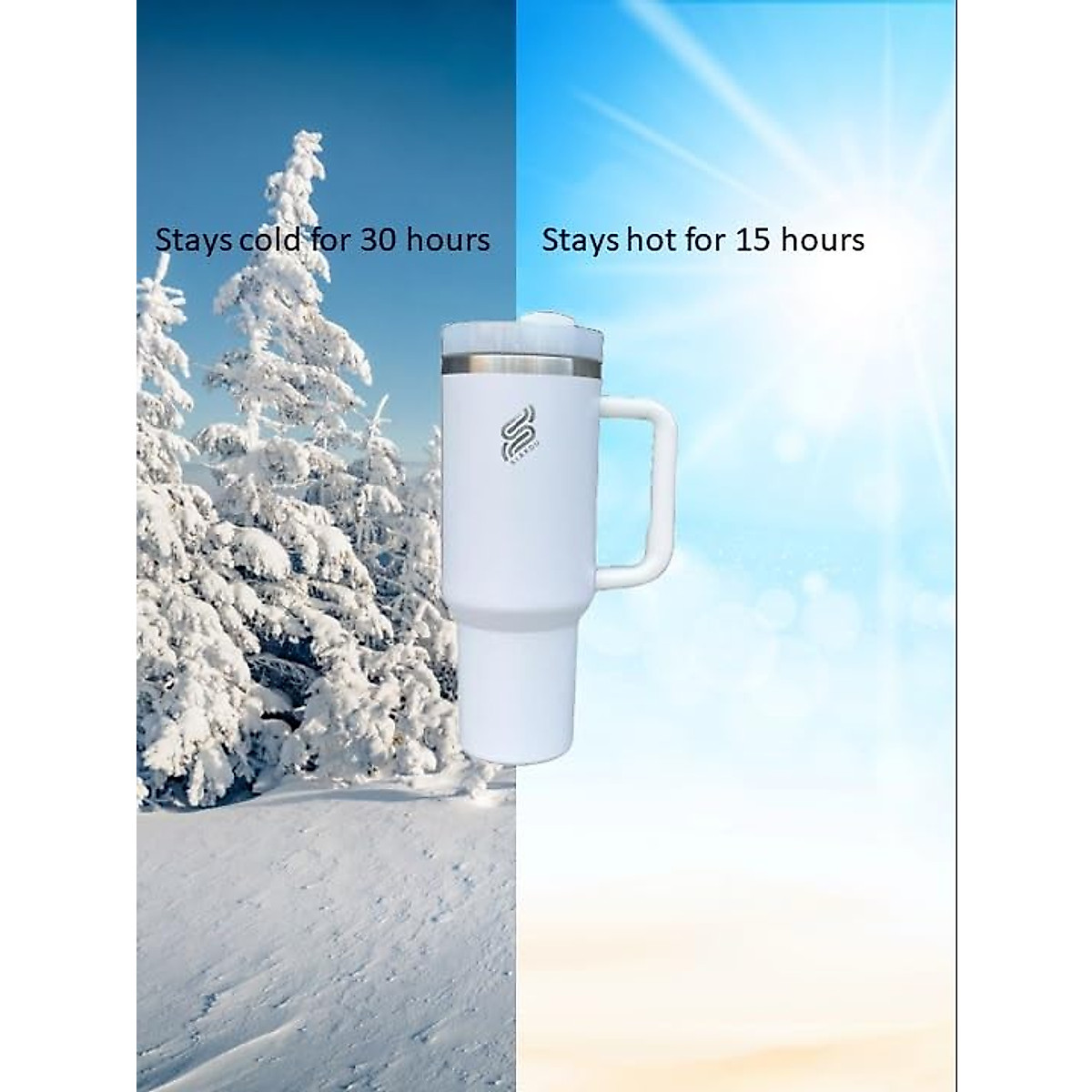 Skardu Insulated 40oz Stainless Steel Tumbler with Handle, Straw, and 2-in-1 Lid, Travel Mug (bayleaf green)