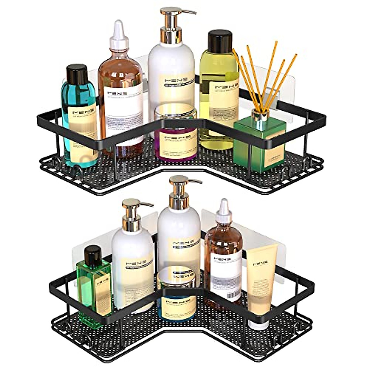 Corner Shower Caddy - Black Shower Organizer Hanging,Shower Shelves,Shower Racks Storage with Small Round Hole Bathroom Shelf for Inside Shower and Restroom 2 Park
