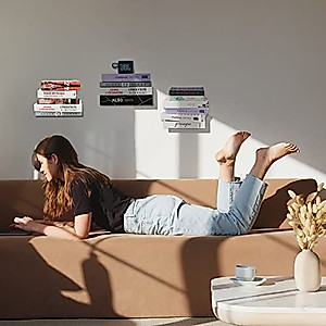 Invisible Floating Bookshelves Wall Mounted, Heavy-Duty Bookshelf Small Metal Shelves Storage Book Organizers, Floating Book Shelf Wall Ledge Shelves for Home Office Classroom Library (White, 8 Pack)