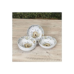Gerson International Melamine Bee Design Bowls, Set of 4, 7.95 Inch Diameter