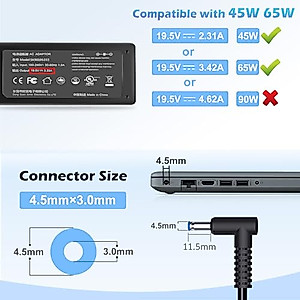 45W 65W Laptop Charger AC Adapter Power Suppy for HP 15-DA 15-DB 15-da0xxx 15-db0xxx 15-da0012dx 15-da0014dx 15-da0032wm 15-da0033wm 15-bd0005dx 15-bd0011dx 15-bd0015dx 15-bd0031nr 15-bd0047wm