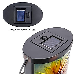 Hanging Solar Lantern Outdoor Waterproof LED Solar Lights Sunflower Decorative Solar Lanterns Tabletop Lamp for Outdoor Patio Garden Yard Decor
