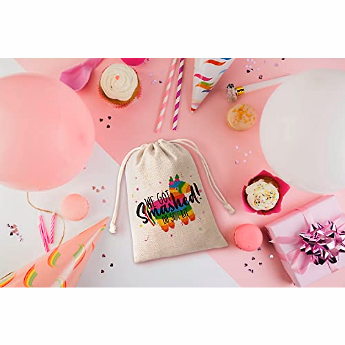 Bachelorette Party Gift Bag, Bridal Shower Kit Bag, 6"W x 8"L, We Got Smashed Hangover Kit Bag, Pouches With Drawstring, Party Wedding Favors, Supplies, Decorations – 5Pcs per Pack(Xbag-023)