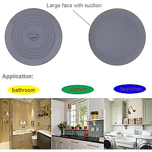 2Pcs Black and Grey Water Stopper Silicone Bathtub Drain Plug Cover Kitchen Bath Tub Sink Rubber Bath Tub Stopper, Kitchen Drains and Strainers Flat Suction Sink Stopper