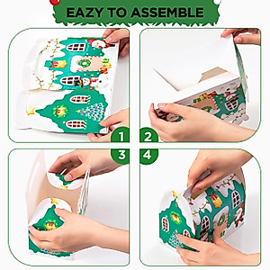 Sunolga 24 Pieces 3D Christmas Cardboard Treat Gift Boxes for Holiday with 4 Patterns Xmas Goody Gift Christmas House Cardboard Gifts Boxes Crafting and Cookie Boxes