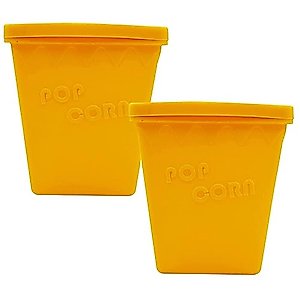 5 Core The Original Microwave Popcorn Popper, Silicone Popcorn Maker W/Lid, Reusable Jumbo Microwavable Bowl Pair - Hot Air Popper - No Oil Required - BPA-Free & Dishwasher Safe (Yellow) 2 Pack