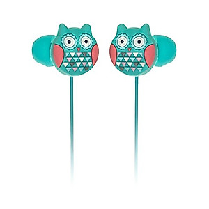 Gifting GIBUDGOWLBUN Silicone Earbuds in-Ear Headphone Compatible with iPod, iPhone, iPad, Tablets and Smartphone Devices - Green Owl