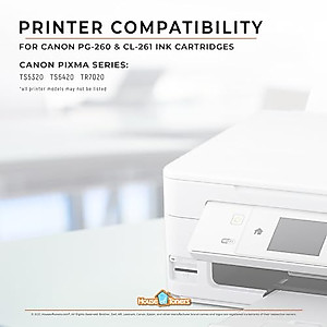 Houseoftoners Remanufactured Canon Pg-260 & 261XL Black & Color Ink Cartridge Replacement, High Yield 260 & 261XL Ink Cartridge for PIXMA TS5320, PIXMA TR7020-2 Pack (Black, Color)