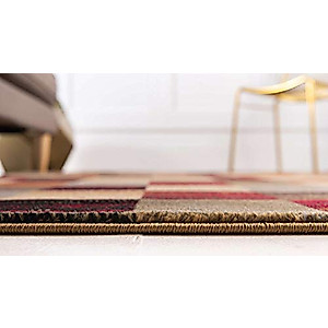 Unique Loom Barista Collection Modern, Rustic, Geometric, Squares, Urban, Warm Colors Area Rug, 2' 2" x 6' 0", Multi/Beige