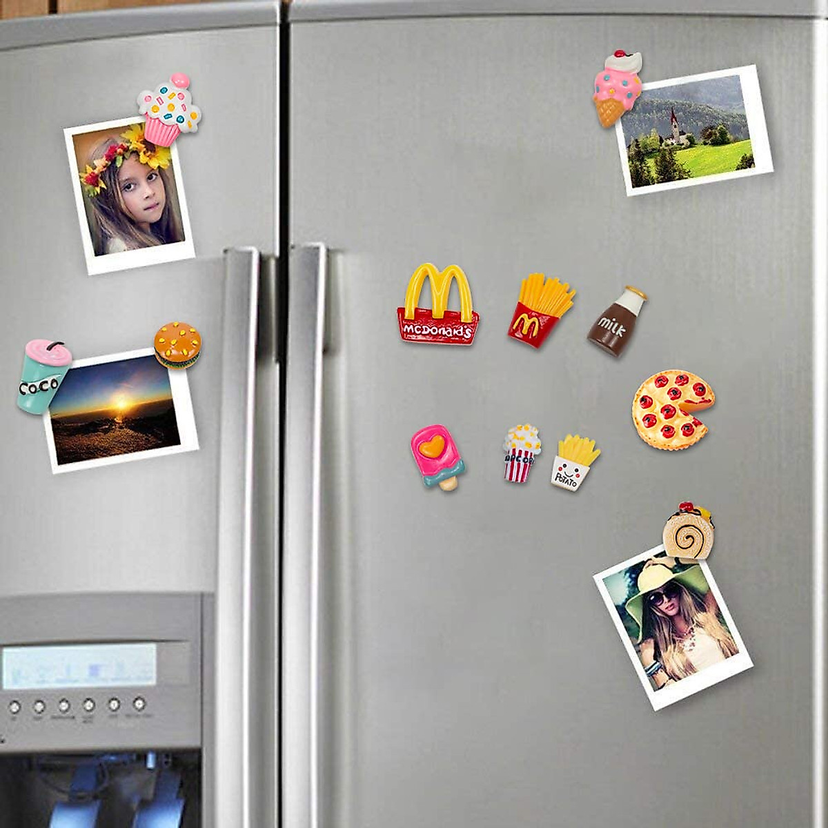 12pcs Mini Cute Refrigerator Magnets, 3D Simulation Food Refrigerator Magnets, Creative Gourmet Fridge Magnets, for Refrigerators, Whiteboards, Maps and Other Magnetic Items