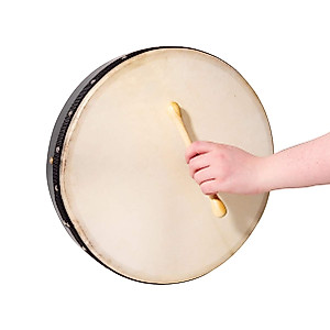 Professional 16” Diameter ‘Donard’ Bodhran in Plain Design with Tipper Beater Included - 3.5” Deep with Dark Green Finish