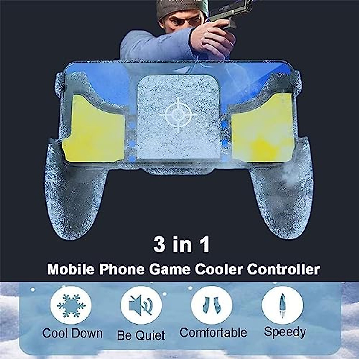 KingTSYU Mobile Game Controller with Clooing Fan, Mobile Gaming Handle with Triggers for 4-6.7" iPhone/Android Phone, Phone Gaming Joystick Gamepad Grip for PUBG/COD/Call of Duty