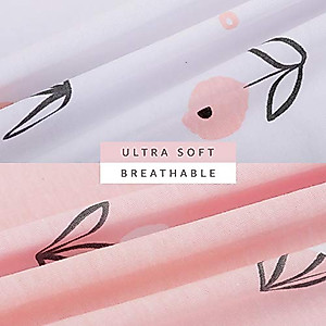 Bassinet Sheets for Baby Girl Set of 2 by Tansy Panda - Ultra Soft, Breathable, 100% Organic Cotton - Compatible with Halo, Hourglass, Rectangle Bassinet Mattress Pad - Pink and White Floral