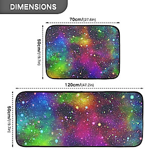 Colorful Galaxy Kitchen Mat [2 PCS] Cushioned Anti-Fatigue Kitchen Rug, Waterproof Non-Slip Kitchen Mats and Rugs Set for Kitchen, Floor Home, Office, Sink, Laundry,19.7"x47.2"+19.7"x27.6"