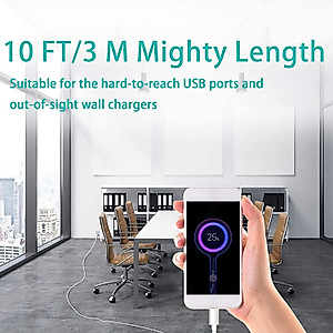 MATEIN Micro USB Cable, 10 FT 3 Pack Extra Long Sturdy Android Charger Cable, Fast Charging Cable Cord Fit for PS4 Controller, Android, Samsung Galaxy S7 J3 J7, Xbox, White