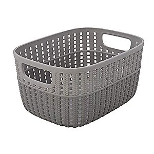 Simplify 2 Tone Sailor Knot Storage Tote | Decorative Basket | Closet Organization | De-clutter | Accessories | Toys | Bathroom Organization | Small | Grey/Grey